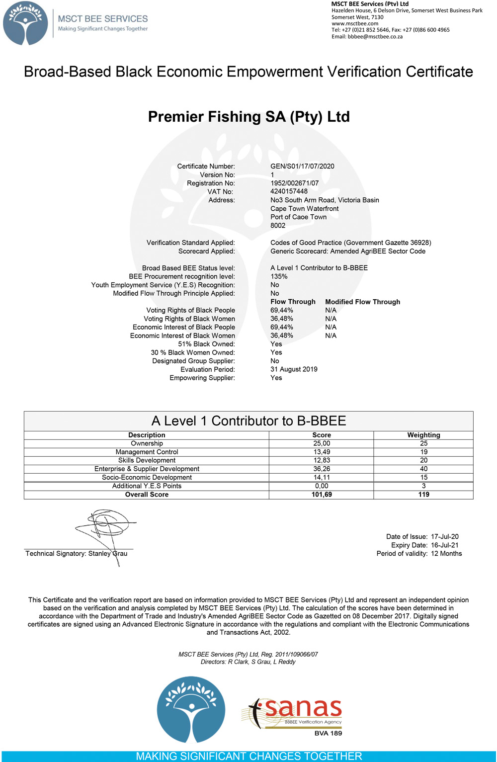 BEE Certificate Premier Fishing Brands Limited bee-certificate-premier-fishing-brands-limited